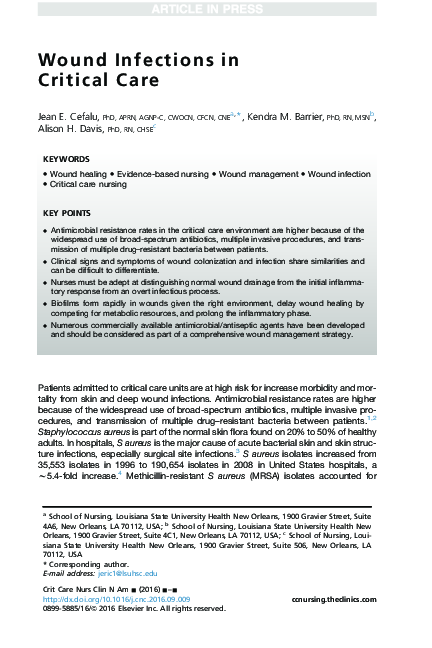 (PDF) Wound Infections in Critical Care