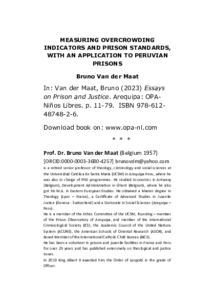 (DOC) MEASURING OVERCROWDING INDICATORS AND PRISON STANDARDS, WITH AN ...