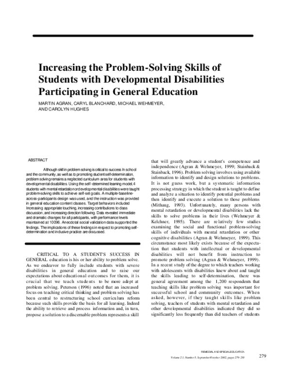 (PDF) Increasing the Problem-Solving Skills of Students with Developmental Disabilities ...