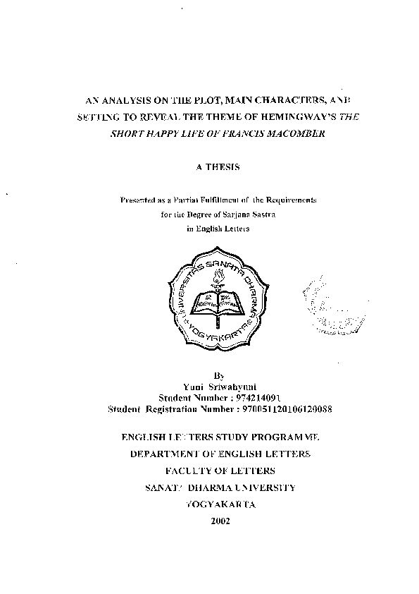 (PDF) An analysis on the plot, main characters, and setting to reveal ...