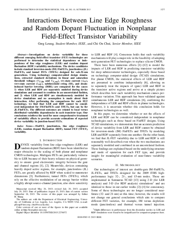(PDF) Interactions Between Line Edge Roughness and Random Dopant Fluctuation in Nonplanar Field ...