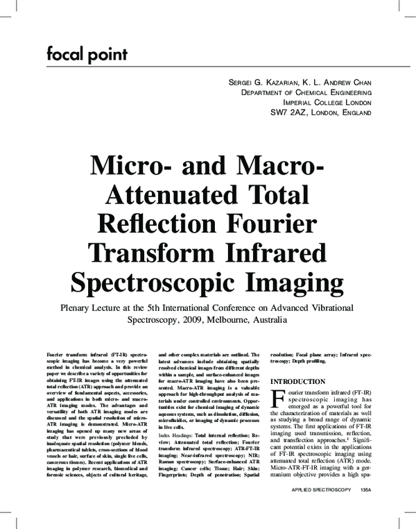 (PDF) Micro- and Macro-Attenuated Total Reflection Fourier Transform Infrared Spectroscopic Imaging