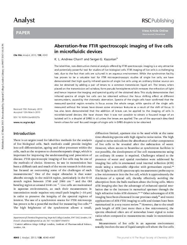 (PDF) Aberration-free FTIR spectroscopic imaging of live cells in ...