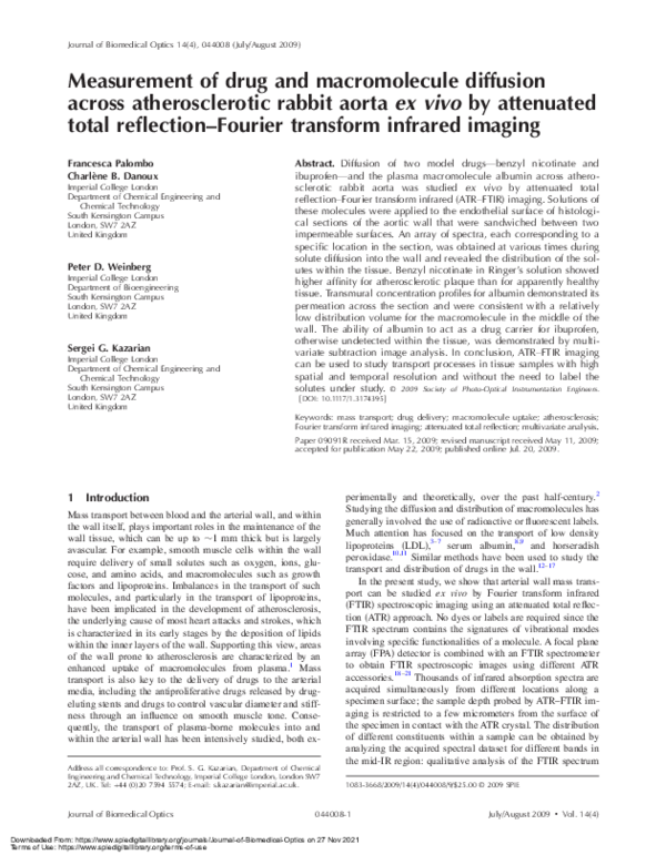 (PDF) Measurement of drug and macromolecule diffusion across ...