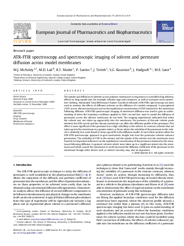 (PDF) ATR-FTIR spectroscopy and spectroscopic imaging of solvent and ...