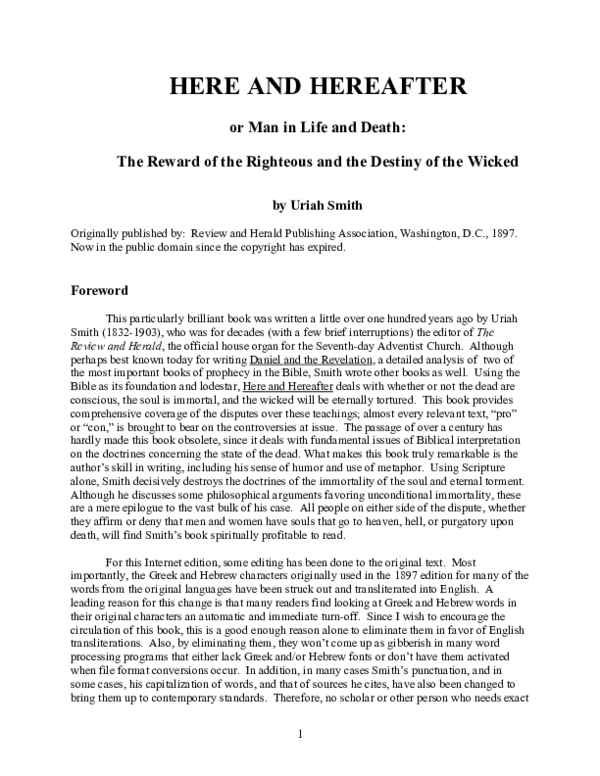 (PDF) HERE AND HEREAFTER or Man in Life and Death: The Reward of the Righteous and the Destiny ...