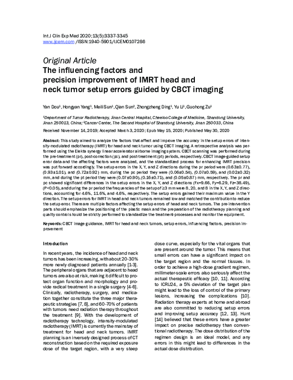 (PDF) The influencing factors and precision improvement of IMRT head ...