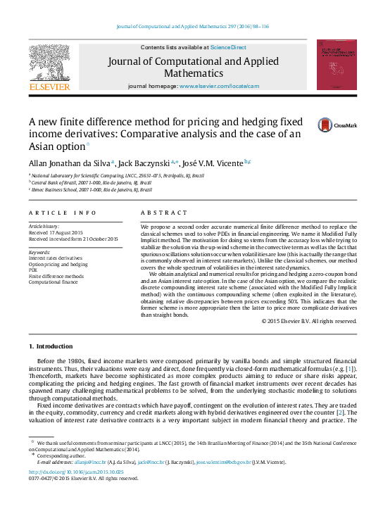 (PDF) A new finite difference method for pricing and hedging fixed income derivatives ...