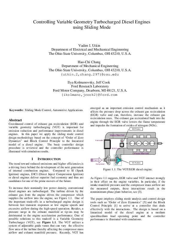 (PDF) Controlling Variable Geometry Turbocharged Diesel Engines Using Sliding Mode | Jeff Cook ...