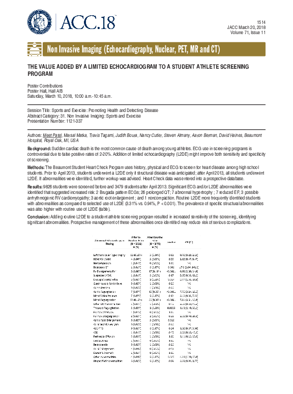 (PDF) The Value Added by a Limited Echocardiogram to a Student Athlete ...
