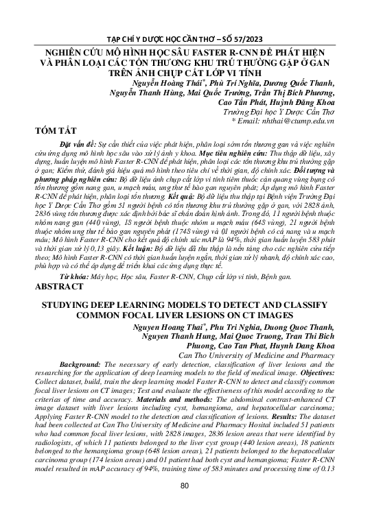 (PDF) Nghiên Cứu Mô Hình Học Sâu Faster R-CNN Để Phát Hiện Và Phân Loại ...