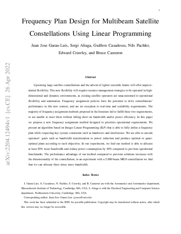 (PDF) Optimized Frequency Assignment for Multibeam Satellites