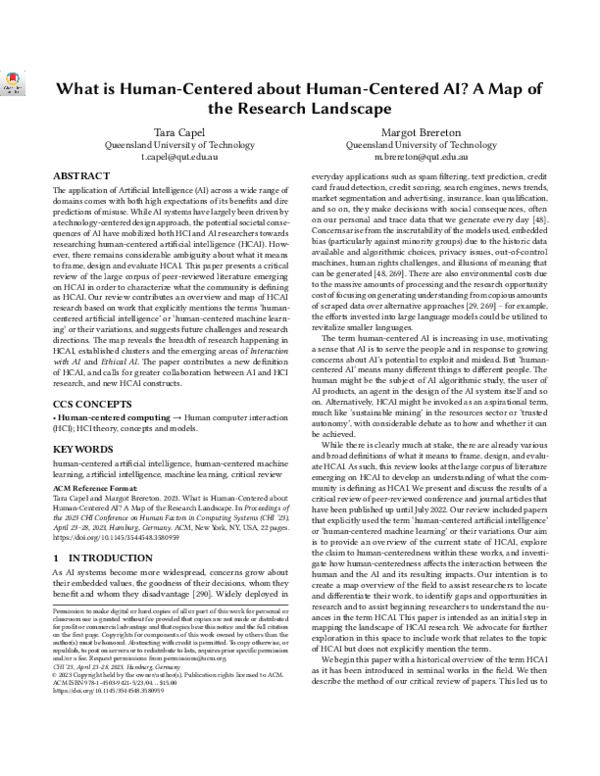 (PDF) What is Human-Centered about Human-Centered AI? A Map of the Research Landscape