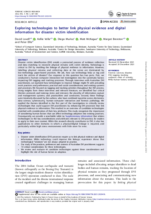 (PDF) Exploring Technologies to Better Link Physical Evidence and ...