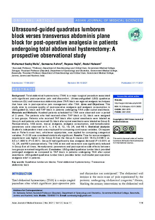 (PDF) Ultrasound-guided quadratus lumborum block verses transversus ...