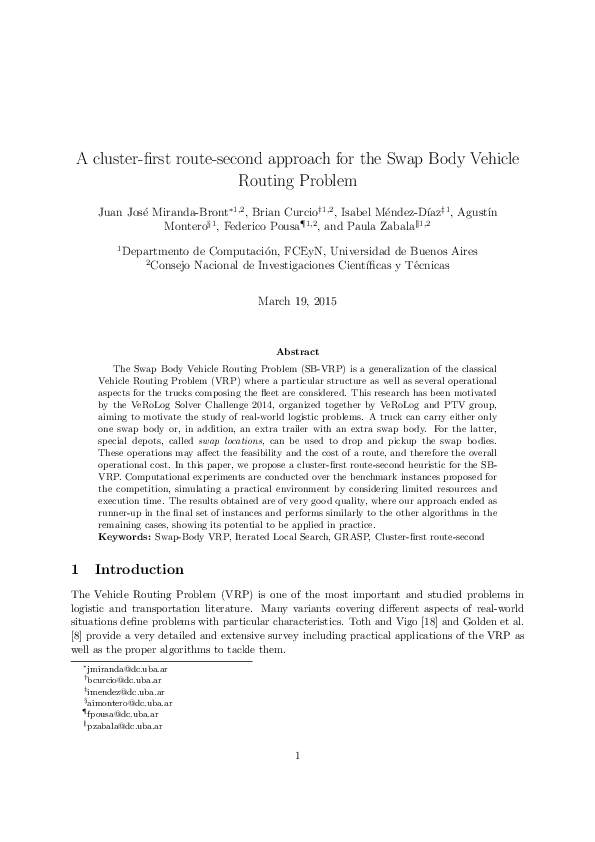 (PDF) A cluster-first route-second approach for the swap body vehicle routing problem | Isabel ...