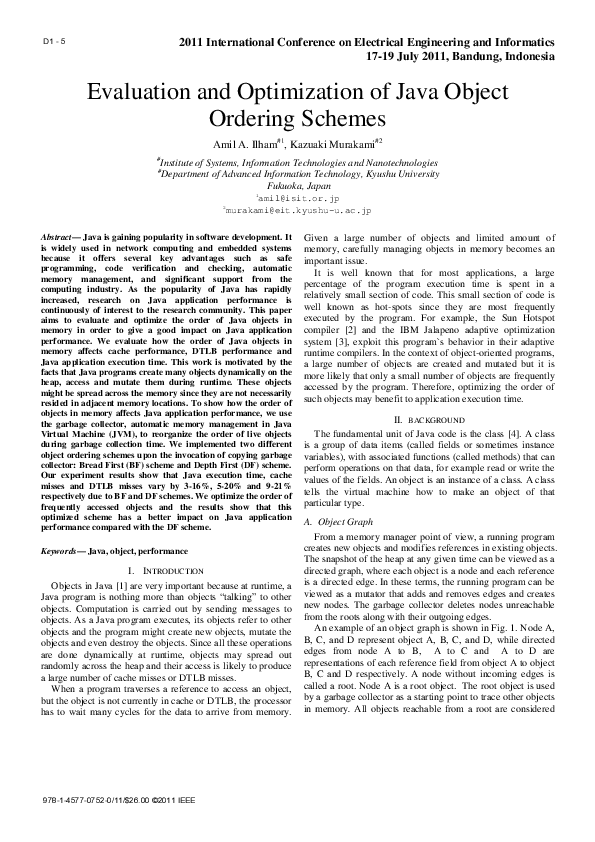 (PDF) Evaluation and optimization of Java object ordering schemes