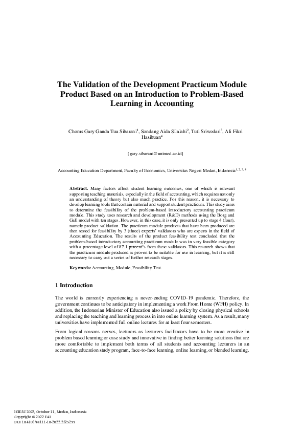 (PDF) The Validation of the Development Practicum Module Product Based ...