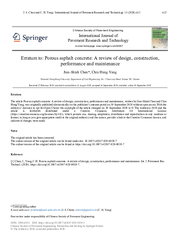 (PDF) Erratum to: Porous asphalt concrete: A review of design ...