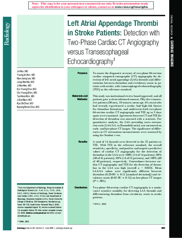 (PDF) Left Atrial Appendage Thrombi in Stroke Patients: Detection with ...