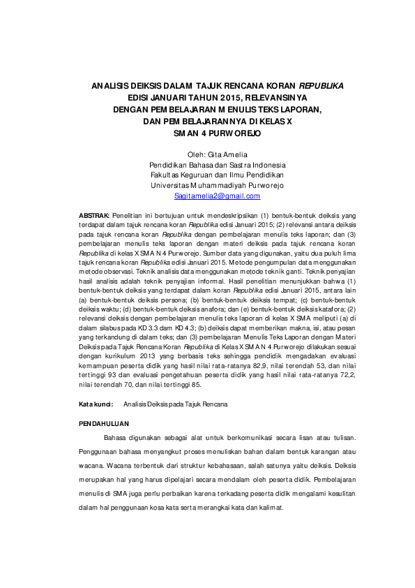 (PDF) Analisis Deiksis Dalam Tajuk Rencana Koran Republika Edisi ...