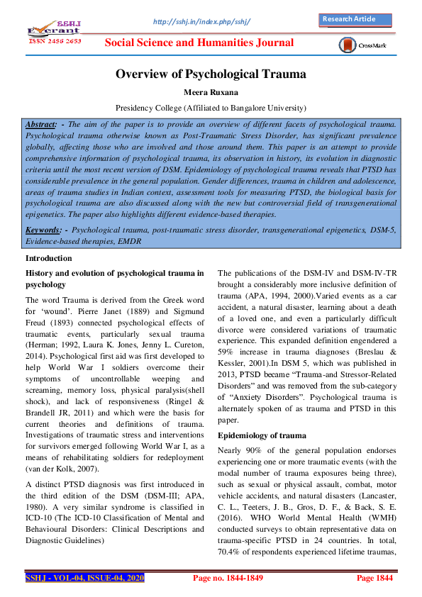 (PDF) Overview of Psychological Trauma