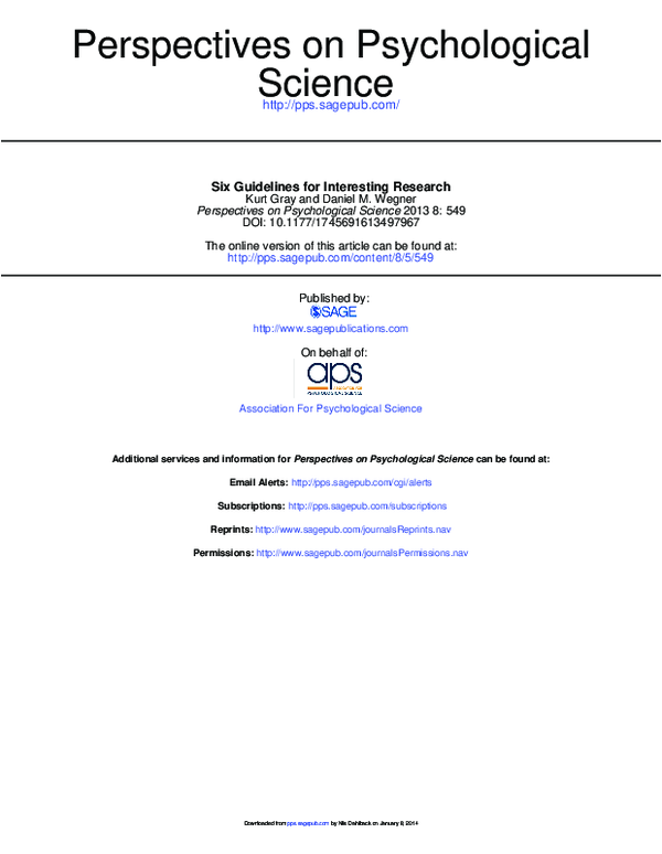 (PDF) Six Guidelines for Interesting Research