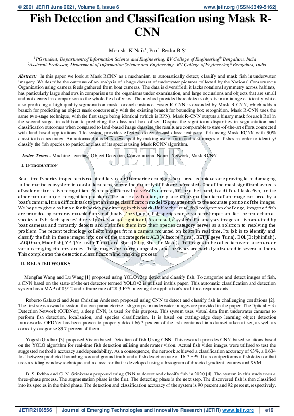 (PDF) Fish Detection and Classification using Mask R- CNN