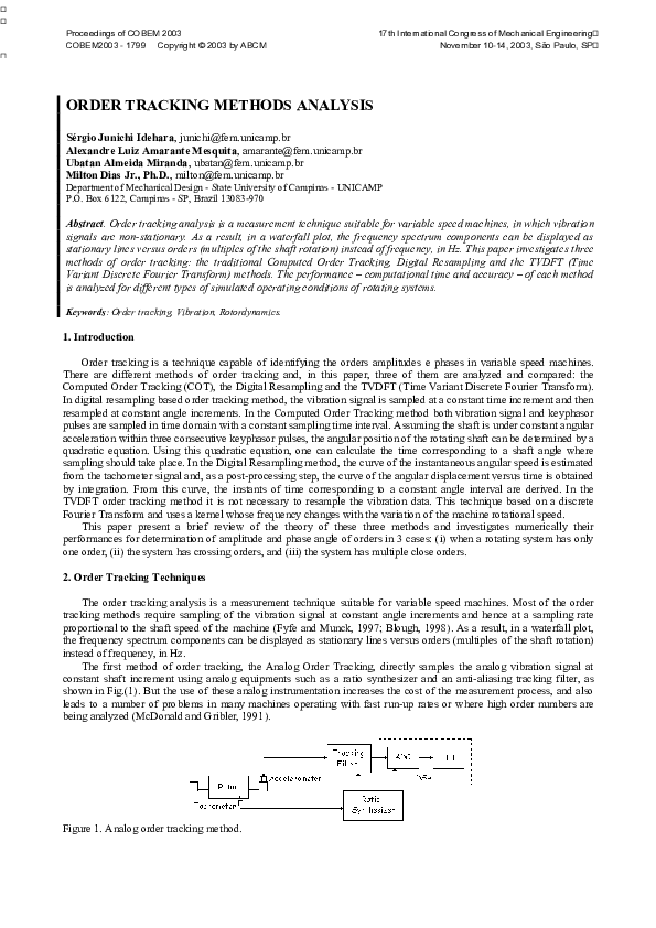 (PDF) Order Tracking Methods Analysis