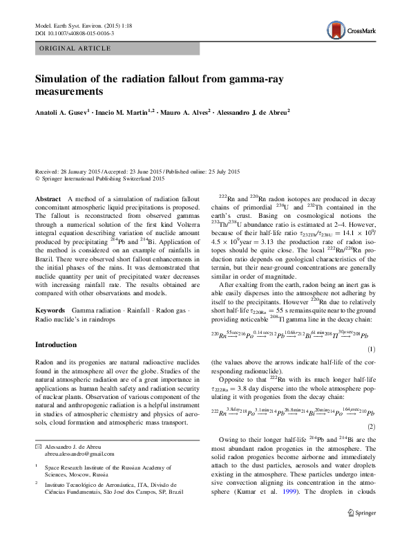 (PDF) Simulation of the radiation fallout from gamma-ray measurements