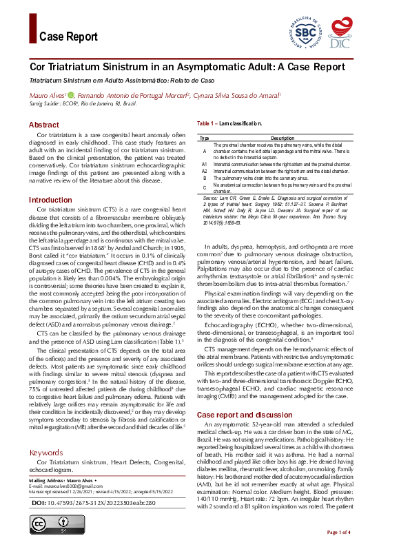 (PDF) Cor Triatriatum Sinistrum in an Asymptomatic Adult: A Case Report