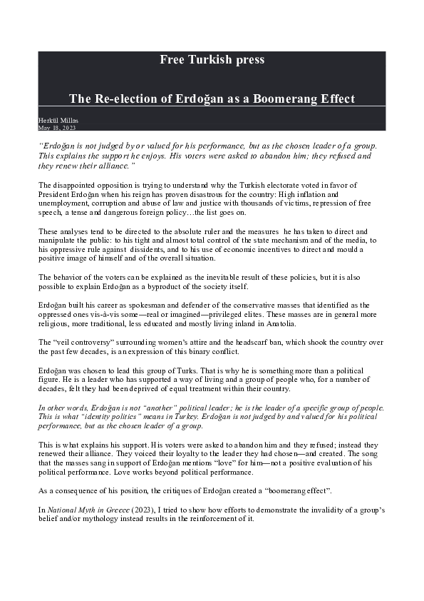 (DOC) Free Turkish press The Re-election of Erdoğan as a Boomerang Effect