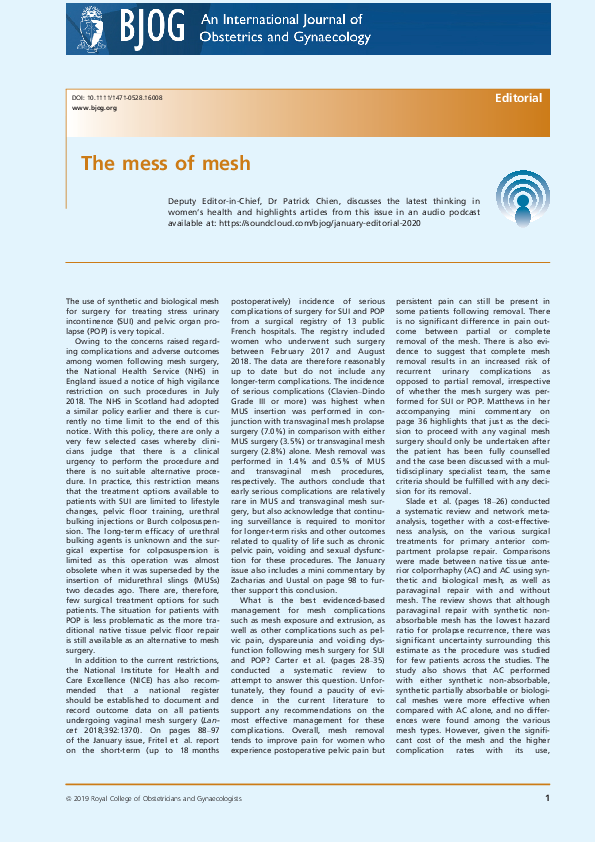 (PDF) The mess of mesh | Patrick Chien - Academia.edu