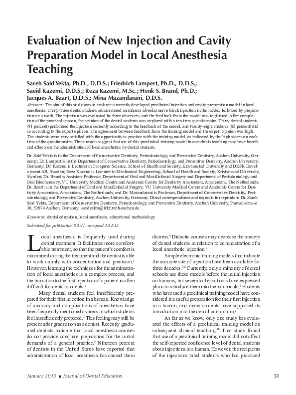 (PDF) Evaluation of New Injection and Cavity Preparation Model in Local ...