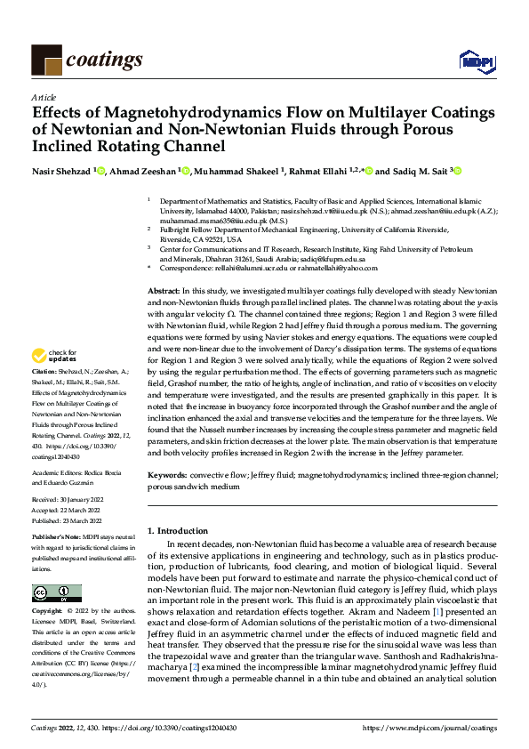 (PDF) Effects of Magnetohydrodynamics Flow on Multilayer Coatings of ...