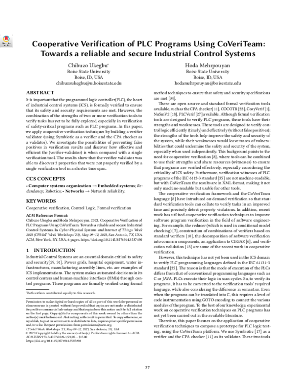 (PDF) Cooperative Verification of PLC Programs Using CoVeriTeam ...