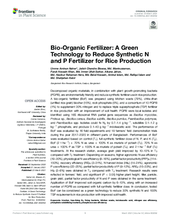 (PDF) Bio-Organic Fertilizer: A Green Technology to Reduce Synthetic N ...