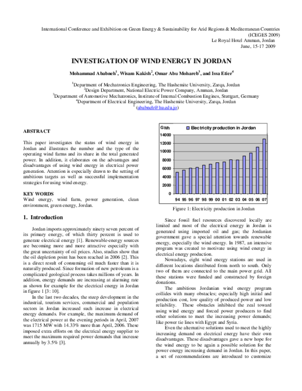 (PDF) Investigation of Wind Energy in Jordan | Wisam Kakish - Academia.edu