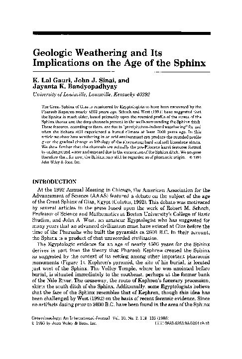 (PDF) Geologic weathering and its implications on the age of the sphinx