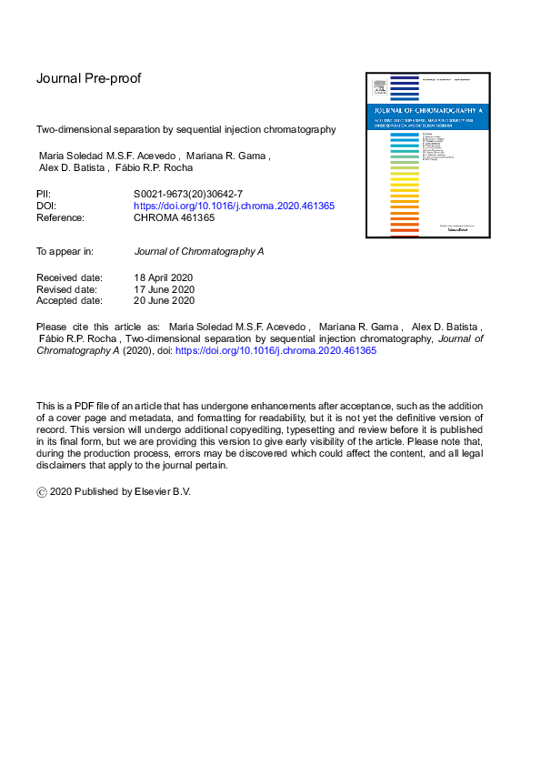 (PDF) Two-dimensional separation by sequential injection chromatography