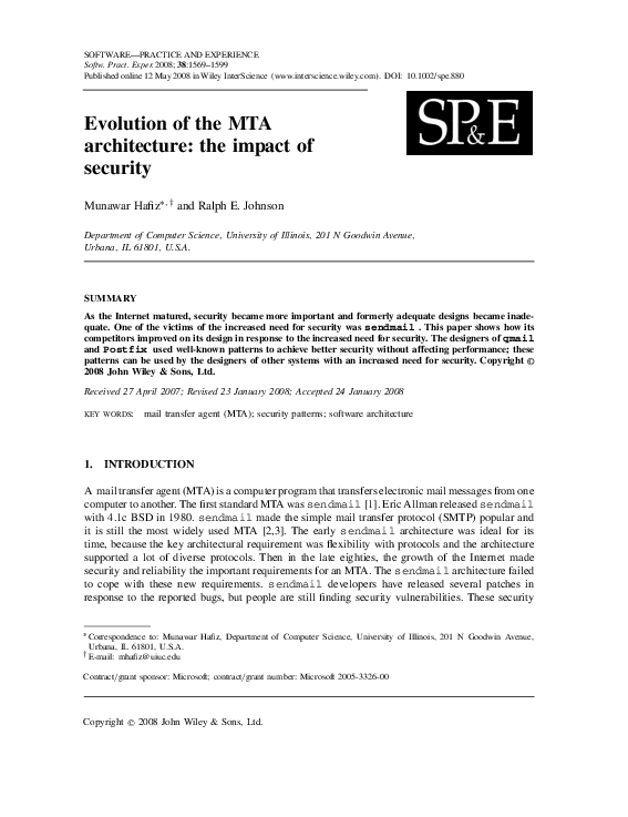 (PDF) Evolution of the MTA architecture: the impact of security
