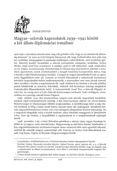 (PDF) Magyar-szlovák kapcsolatok 1939-1941 között a két állam diplomáciai irataiban | István ...