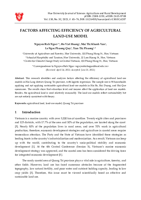 (PDF) Factors Affecting Efficiency of Agricultural Land-Use Model ...