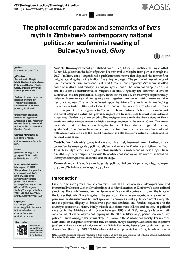 (PDF) The phallocentric paradox and semantics of Eve’s myth in Zimbabwe ...