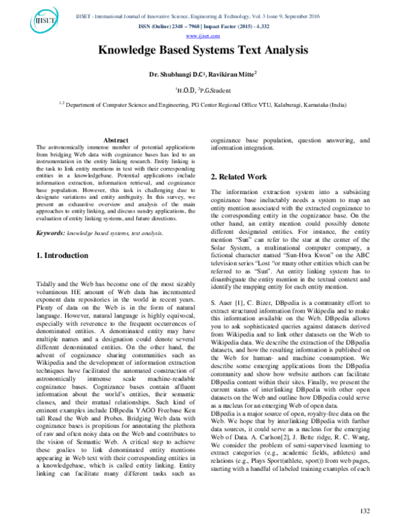 (PDF) Knowledge based systems text analysis