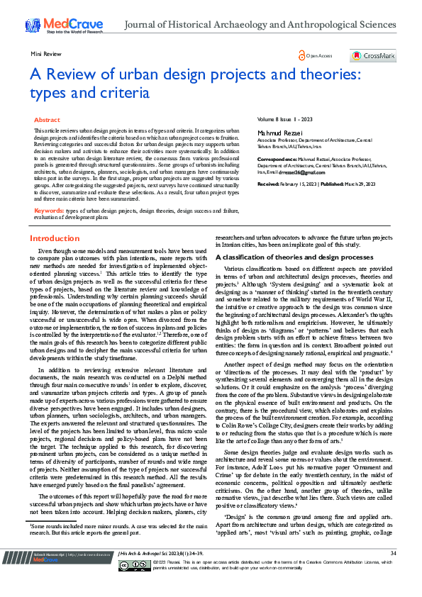 (PDF) A Review of urban design projects and theories: types and criteria
