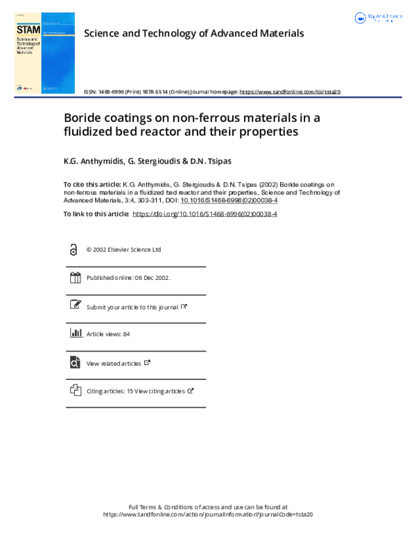 (PDF) Boride coatings on non-ferrous materials in a fluidized bed ...