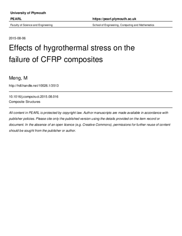 (PDF) Effects of hygrothermal stress on the failure of CFRP composites