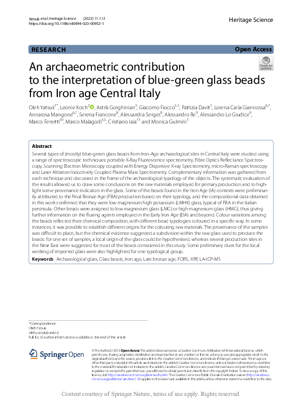(PDF) An archaeometric contribution to the interpretation of blue-green ...