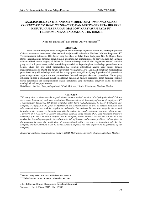 (PDF) Analisis Budaya Organisasi Model Ocai (Organizational Culture ...
